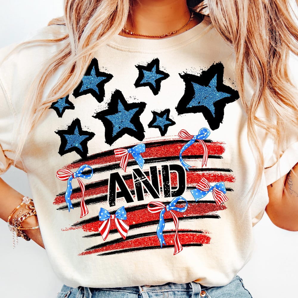Hot Trending American Flag, Patriotic Glitter Stars, Red White Blue Bow ...