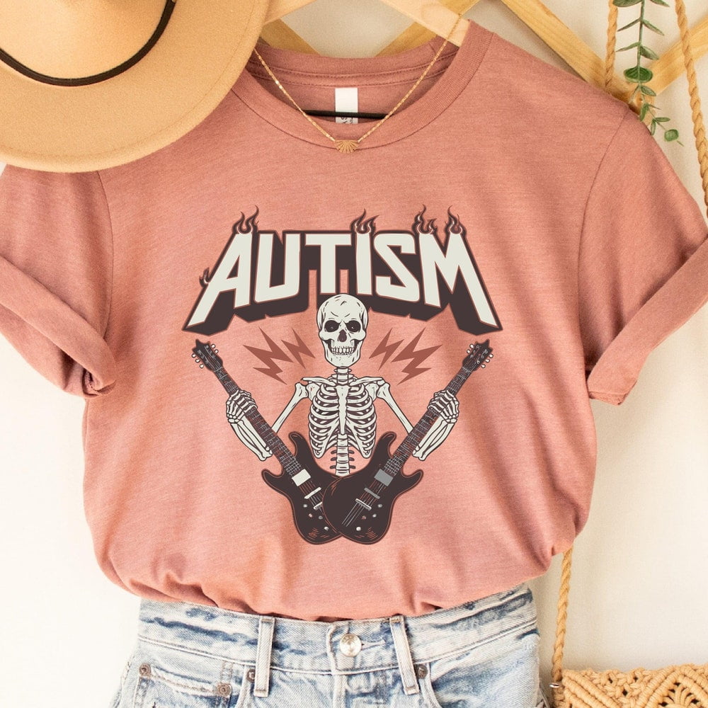 Hot Trending Autism Skeleton Guitar Funny Autistic Inclusion Sped ...