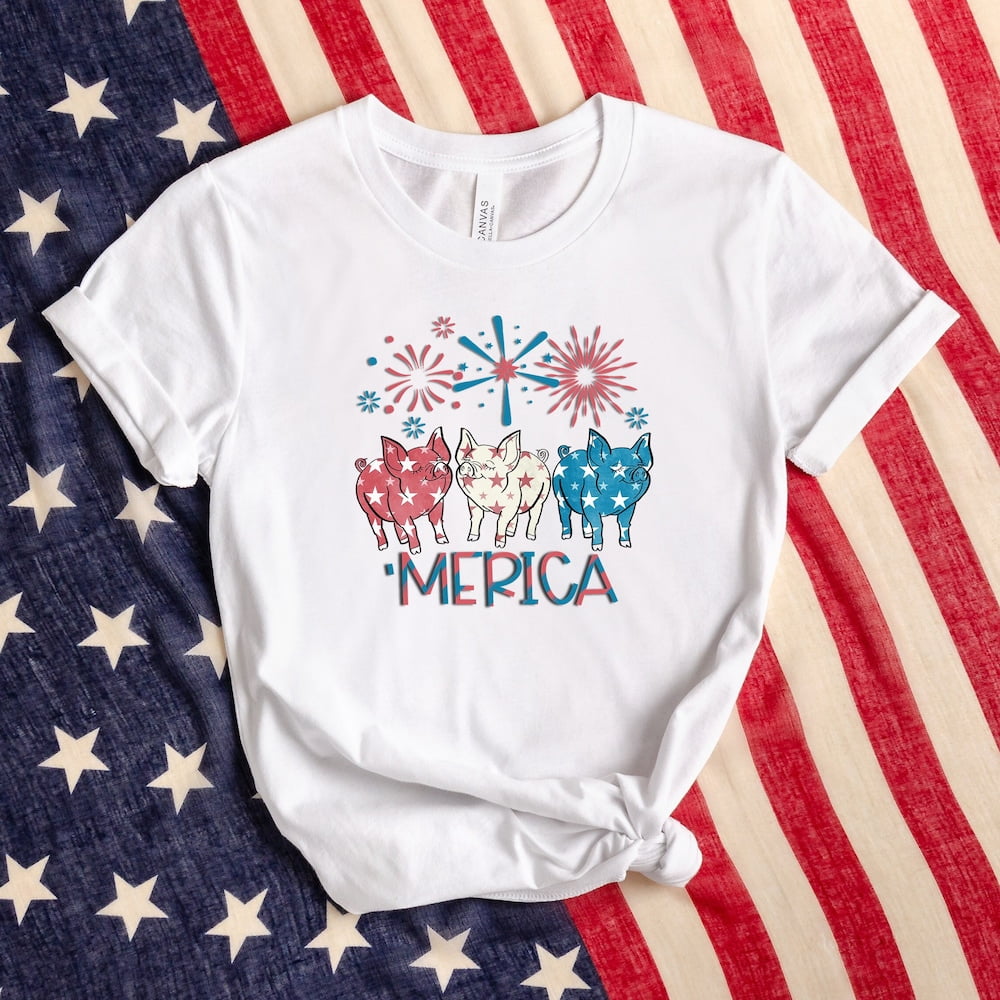 Hot Trending Baby Pig Merica Shirt, 4Th Of July Rainbow Shirt, Usa Flag Shirt, Patriotic Shirt ...