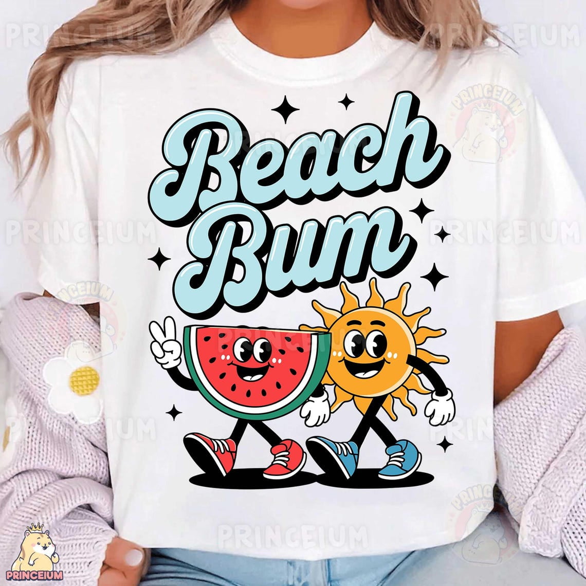 Hot Trending Beach Bum Design, Retro Summer Watermelon And Sun Cute ...
