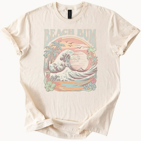 Hot Trending Beach Bum Tee Retro Wave Palm Tree Summer Vibes Graphic ...