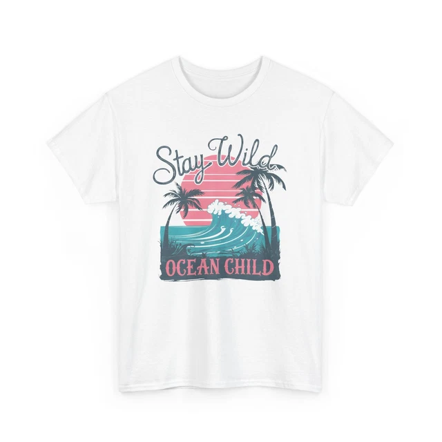 Hot Trending Beach Vibes T-Shirt | Summer Ocean Waves Tee | Retro Stay ...