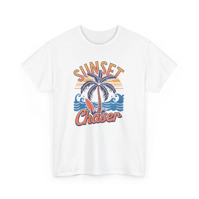 Hot Trending Beach Vibes T-Shirt | Summer Ocean Waves Tee | Retro Sunset chaser Shirt Design ...