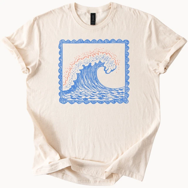 Hot Trending Big Ocean Wave Beach Tee Surfer Coastal Summer Vacation ...