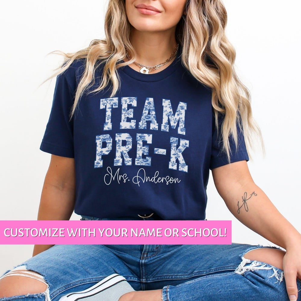 Hot Trending With Blue Toile Prek Teacher Shirts Spring Pre K Teacher ...