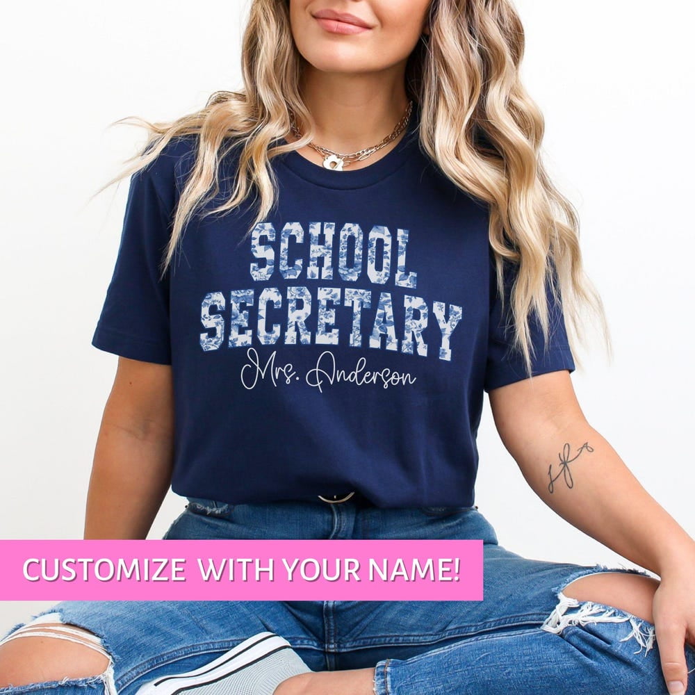 Hot Trending With Blue Toile School Secretary Shirt Spring Office Squad ...