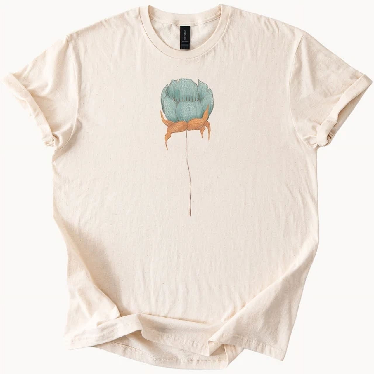 Hot Trending Blue flower bud graphic tee botanical art shirt for nature ...