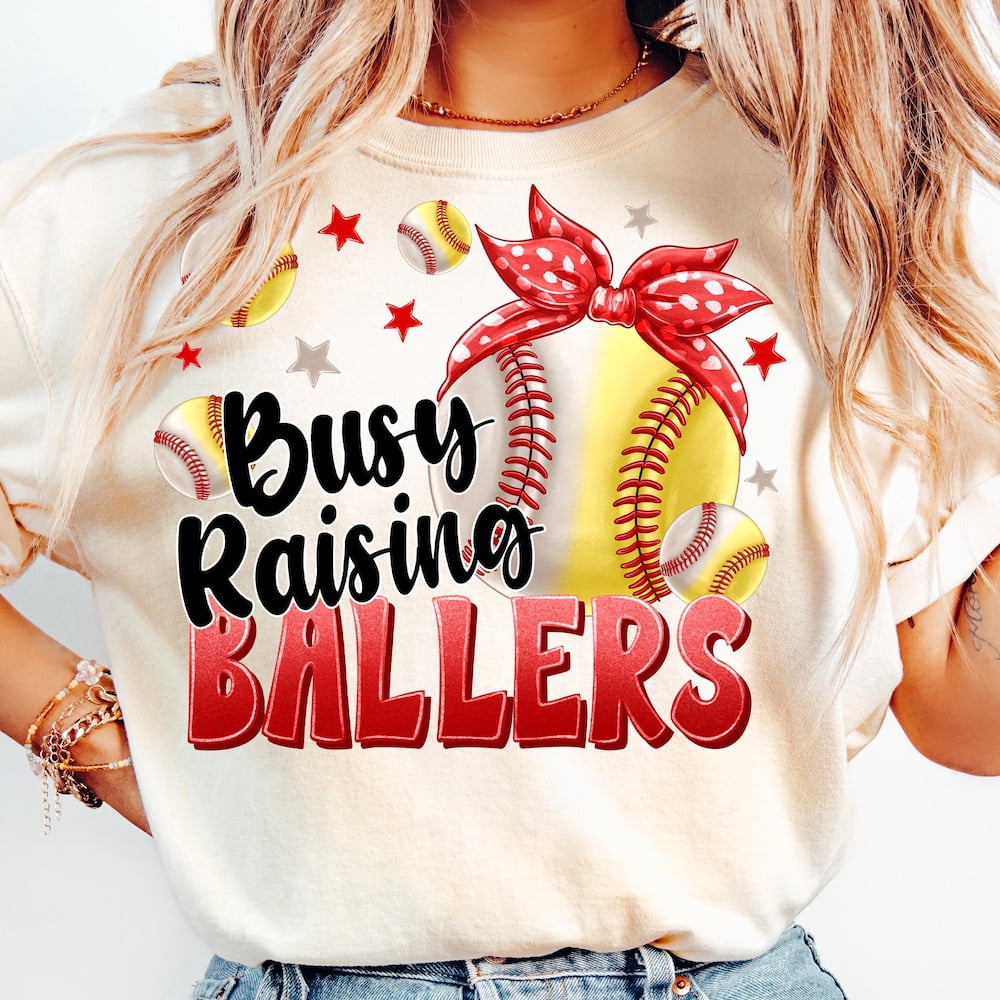 Hot Trending Busy Raising Ballers, Retro Softball Baseball, Glitter ...