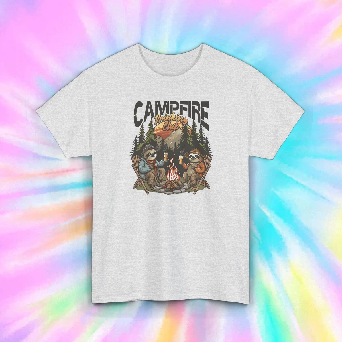 Hot Trending Campfire Club Sloth Outdoor Camp Funny T-Shirt Design ...