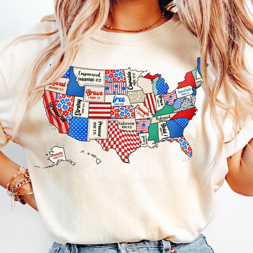 Hot Trending Christian Usa Map, Bible Verse States Design, Patriotic ...