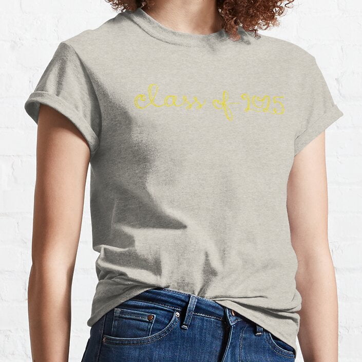 Hot Trending Class of 2025 Cursive Yellow Classic T-Shirt Vintage ...
