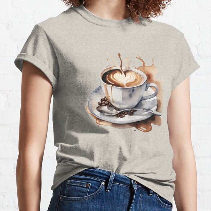 Hot Trending Coffee Mug Watercolor Clipart Classic T-Shirt Vintage ...