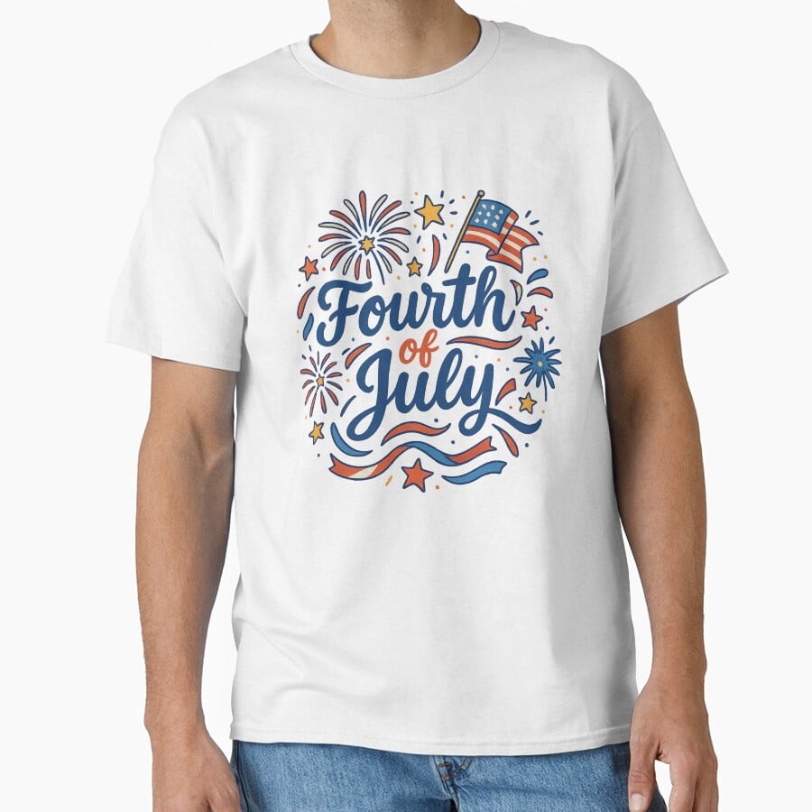 Hot Trending Colourful 4Th Of July Illustration Classic T-Shirt, Gift ...