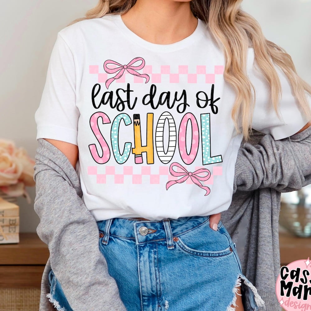 Hot Trending Coquette Checkered Last Day Of School, Retro Teacher ...