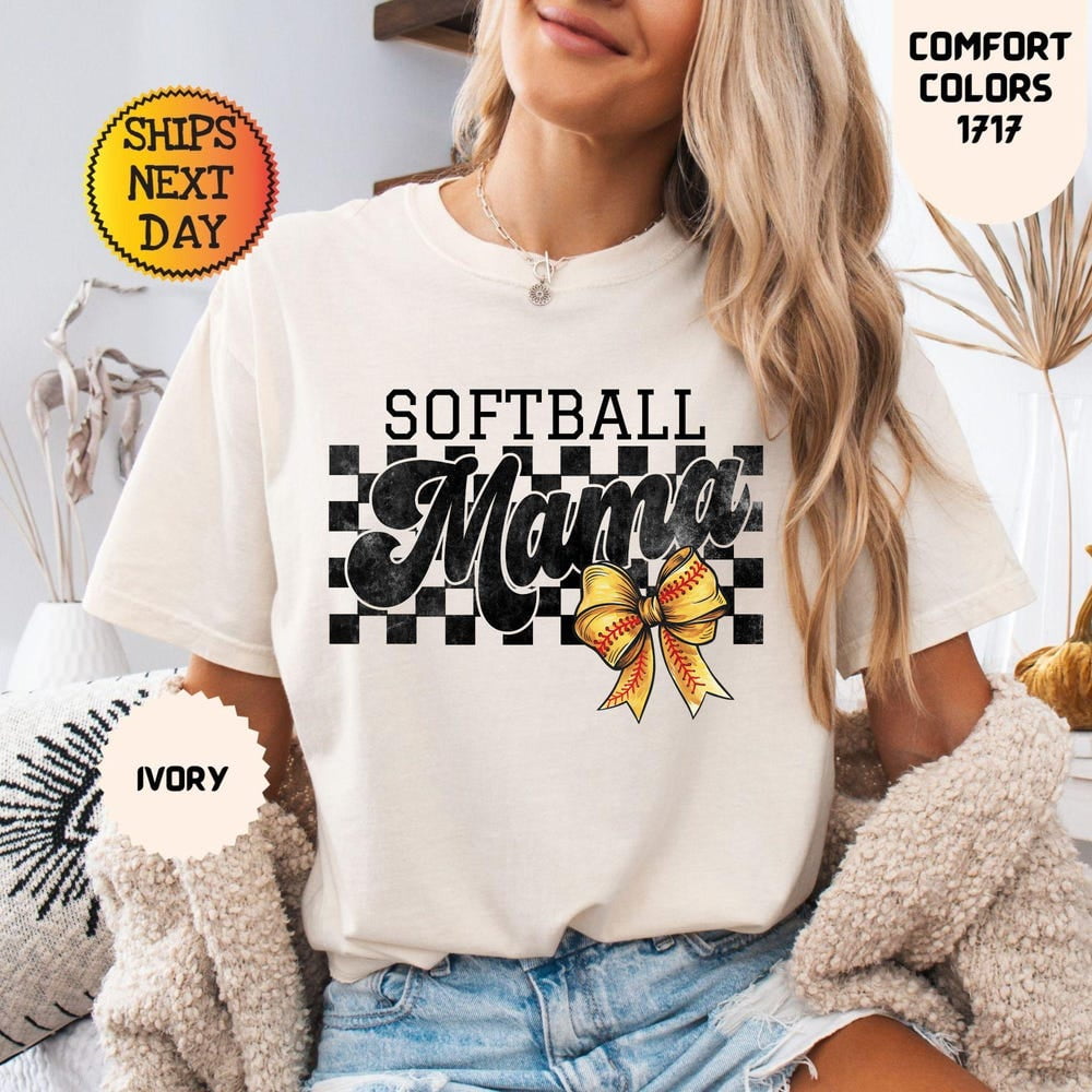 Hot Trending Coquette Softball Bow, Retro Checkered , Gift For Softball ...