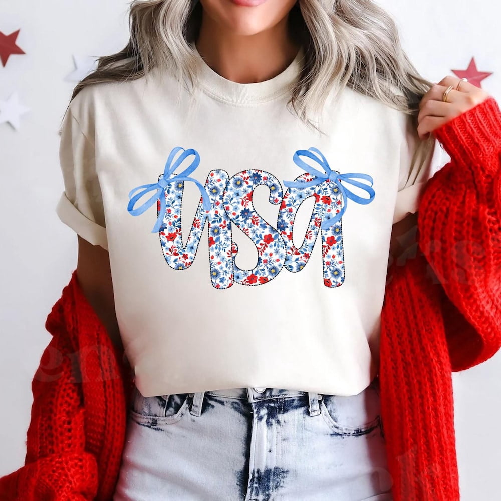 Hot Trending Coquette Usa Shirt, 4Th Of July Shirt Women, Stars Stripes ...