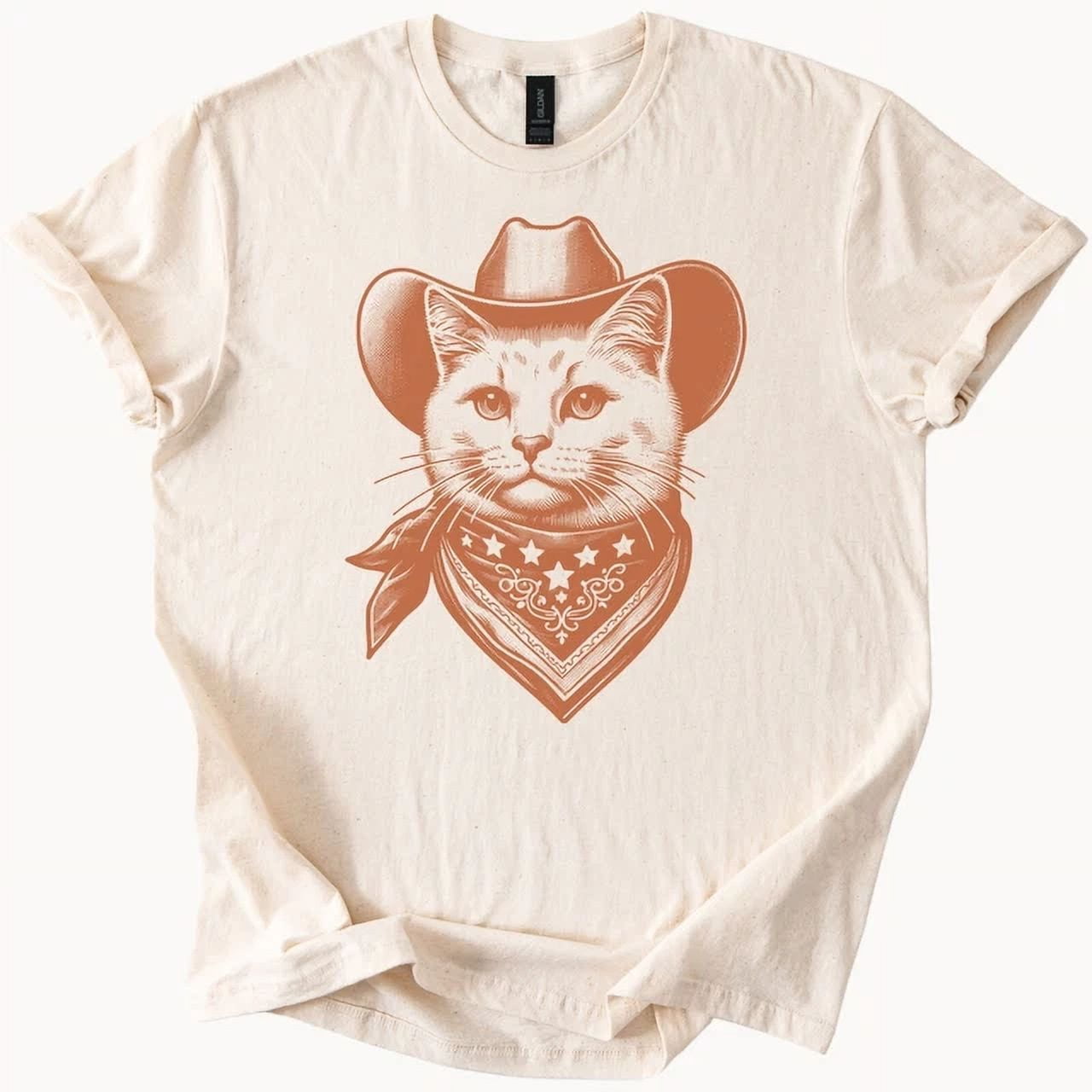 Hot Trending Cowboy Cat Graphic Shirt Western Bandana Kitty Tee Soft ...