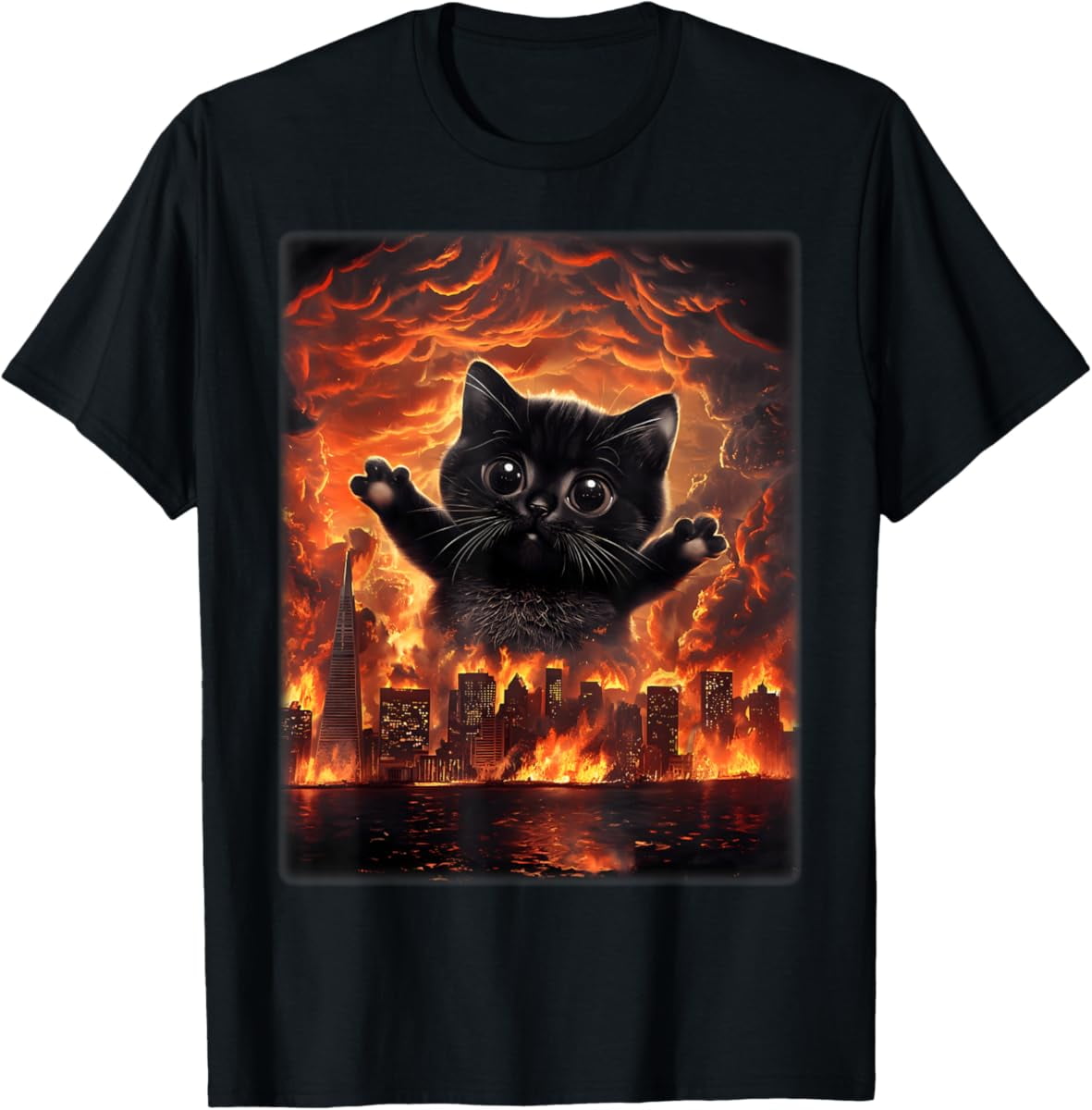 Hot Trending Cute Catzilla Funny Cat Japanese Art Weird Anime Graphic T ...