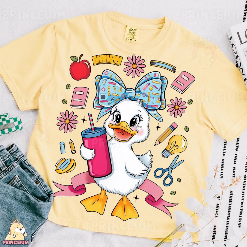 Hot Trending Cute Teacher Duck, Back To School, Bow And Supplies ...