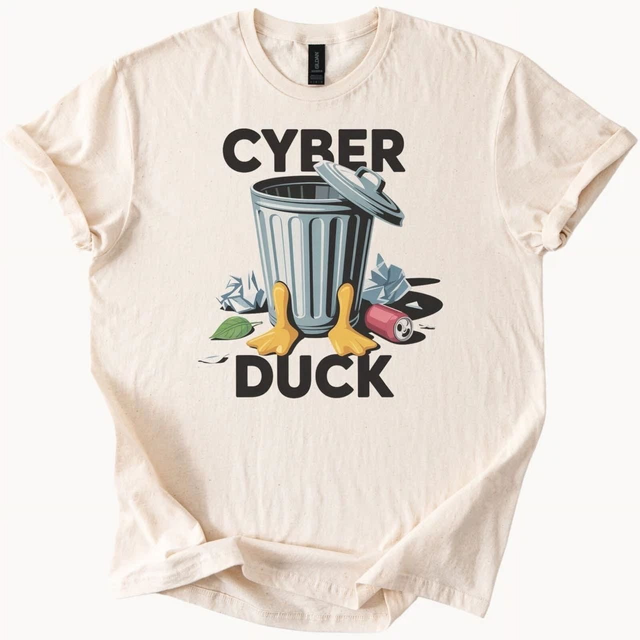 Hot Trending Cyber Duck Graphic Shirt with Cartoon Trash Can and Tech ...