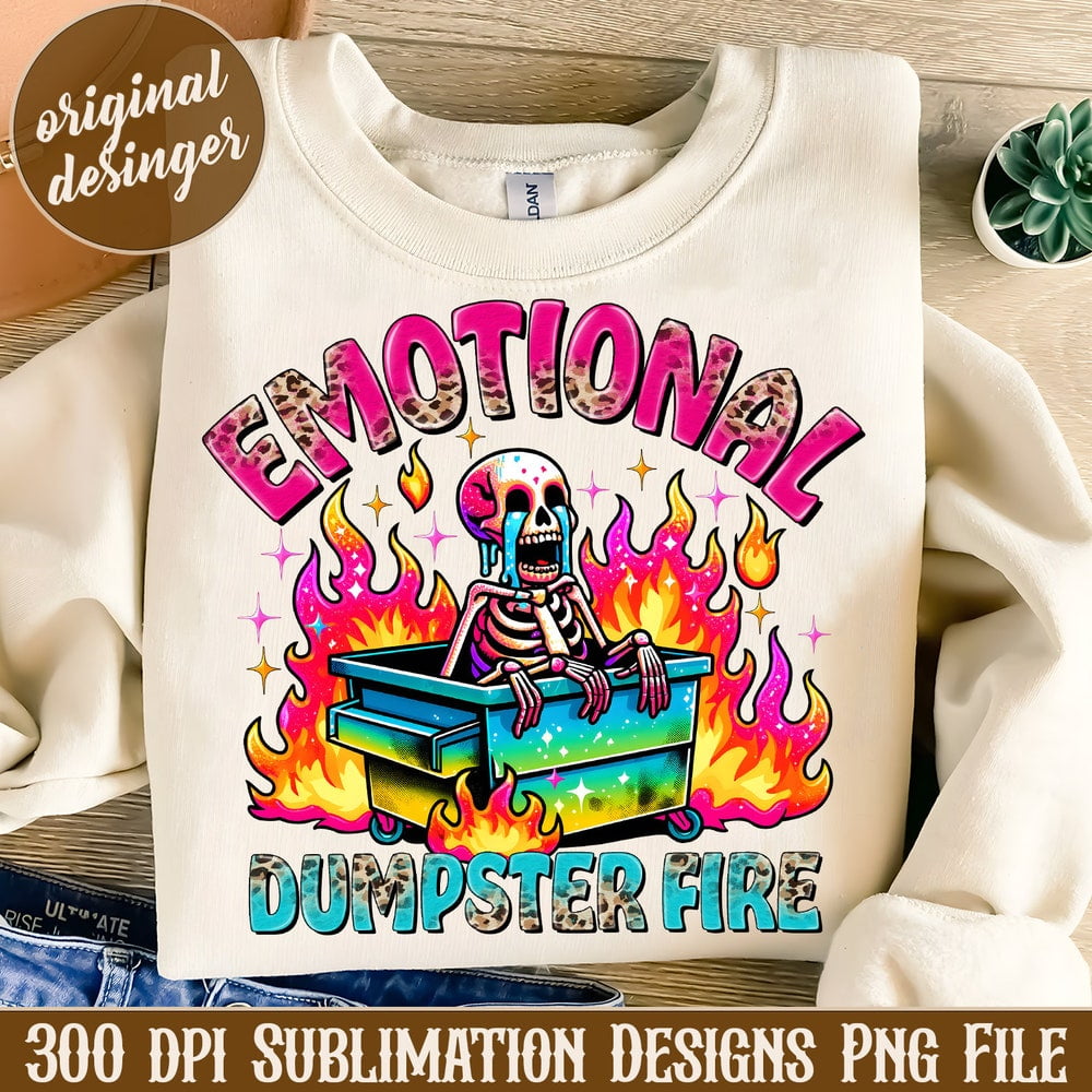 Hot Trending Emotional Dumpster Fire, Snarky Skeleton Clipart, Sad ...