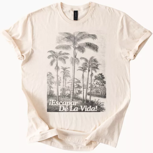 Hot Trending Escape De La Vida Shirt Tropical Vintage Palm Tree Graphic ...