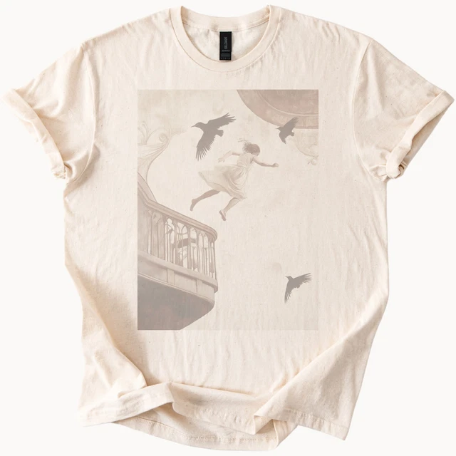 Hot Trending Falling From Balcony Raven Graphic TShirt Dark Art Tee ...