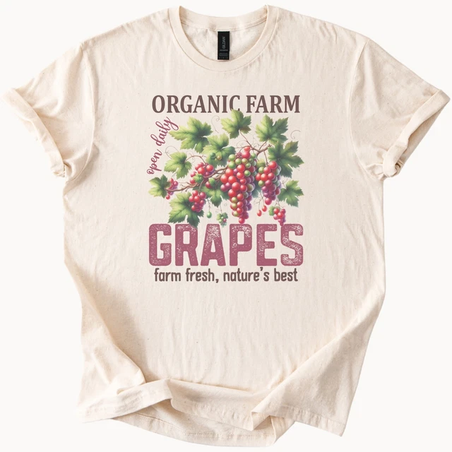 Hot Trending Farm Fresh Grapes Tee Organic Fruit Graphic T Shirt Design ...
