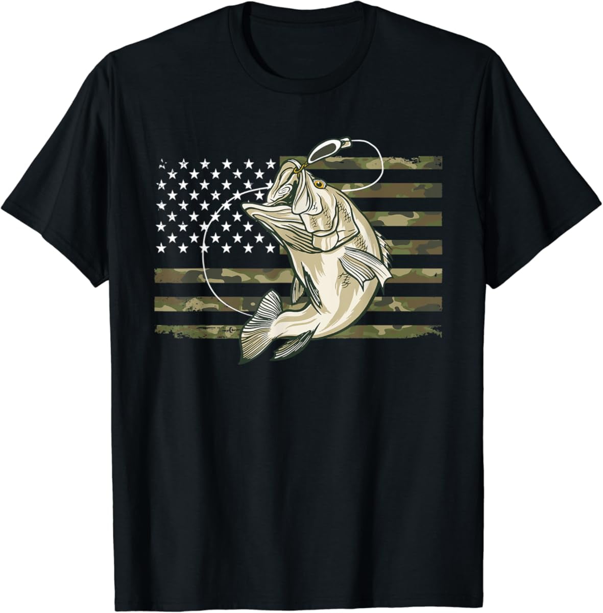 Hot Trending Fishing Camouflage US American Flag Bass Fish Fisherman ...