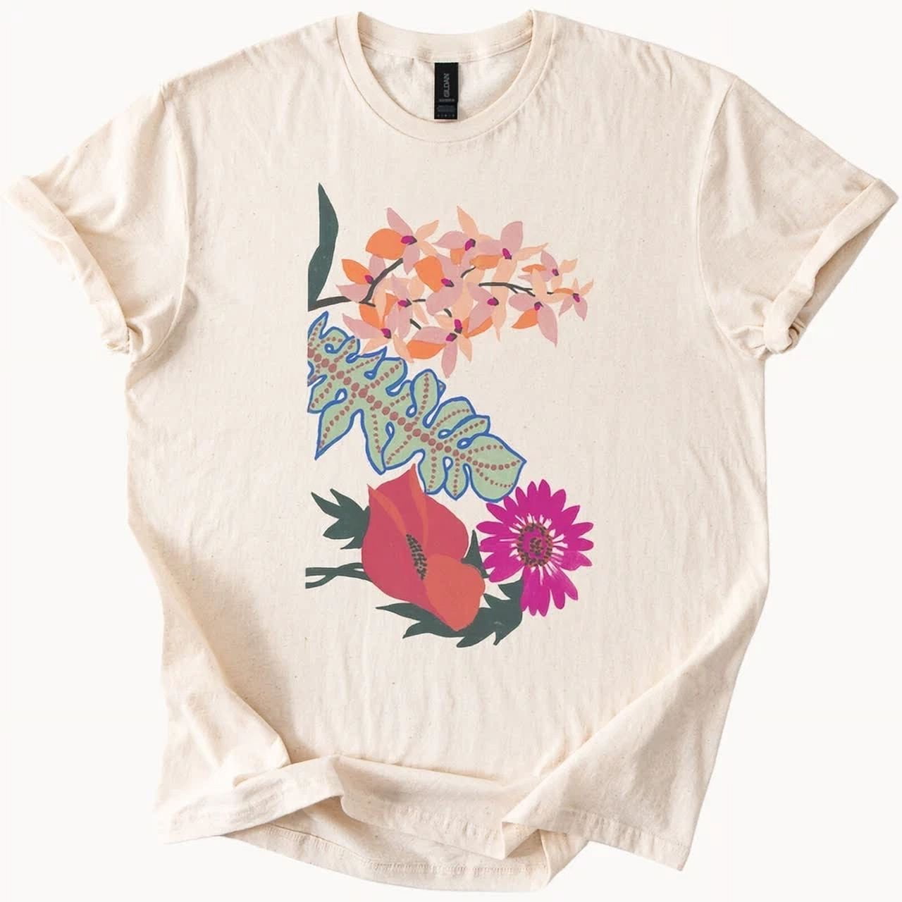 Hot Trending Floral Collage Tee Abstract Flower Graphic Shirt Design ...