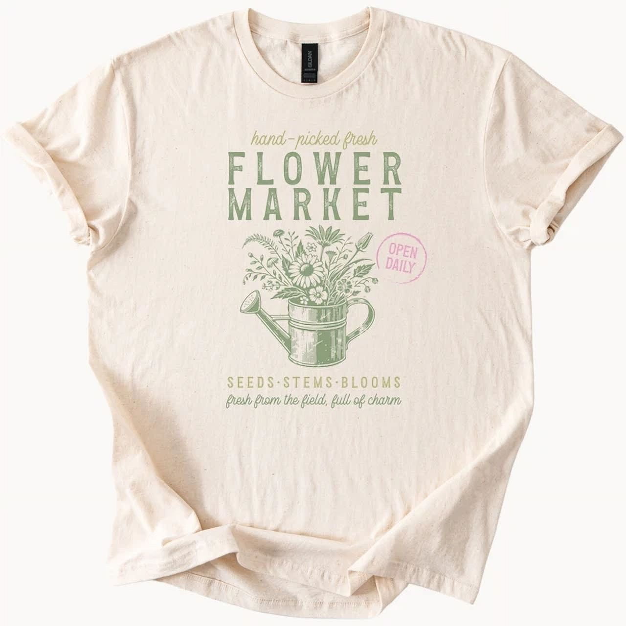 Hot Trending Flower Market Graphic T Shirt Hand Picked Fresh Blooms Tee ...