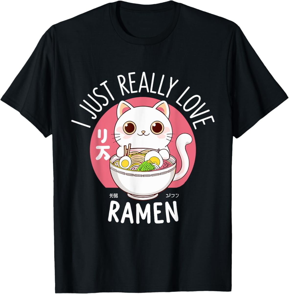Hot Trending Funny Cat Ramen Anime Merch Kawaii Clothes Graphic Tees ...