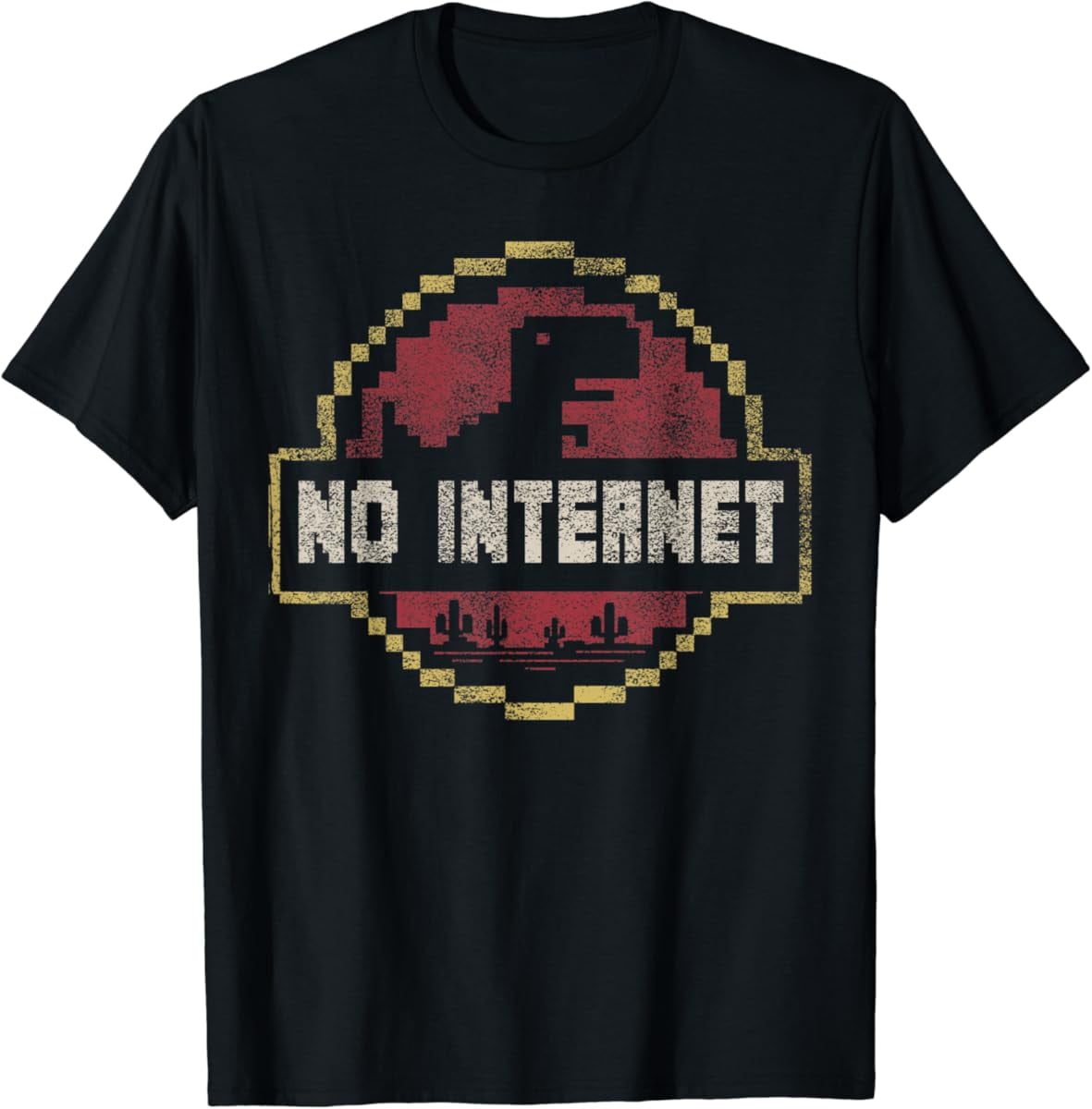 Hot Trending Funny Gamer Pixel T-Rex No Internet Shirt PC Game Streamer ...