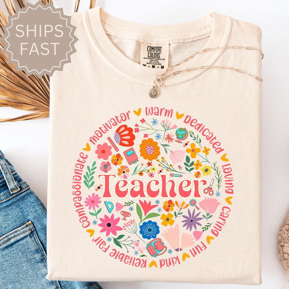 Hot Trending Gifts, Retro Floral Teacher Shirt, Appreciation Gift For ...