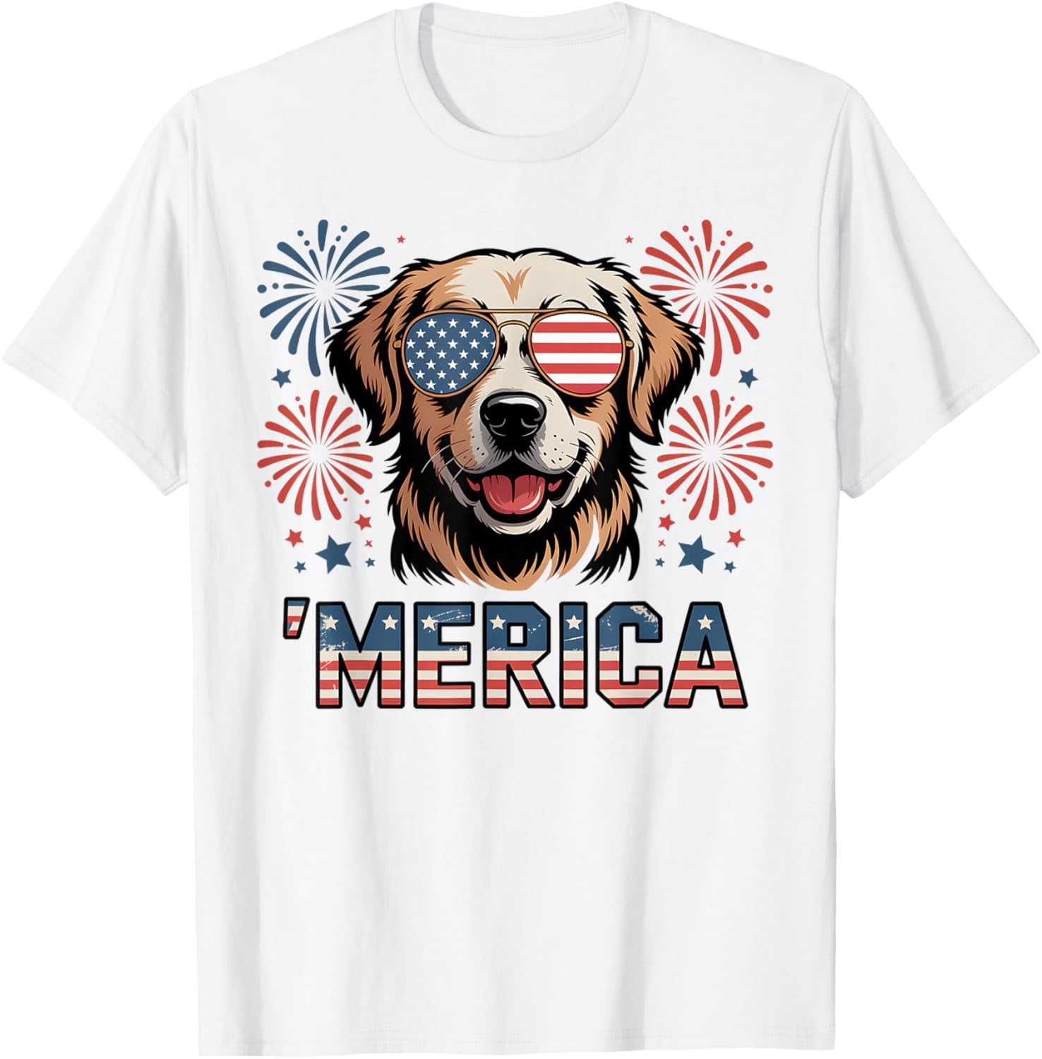 Hot Trending Golden Retriever Merica Dog Patriotic 4Th Of July Usa T ...