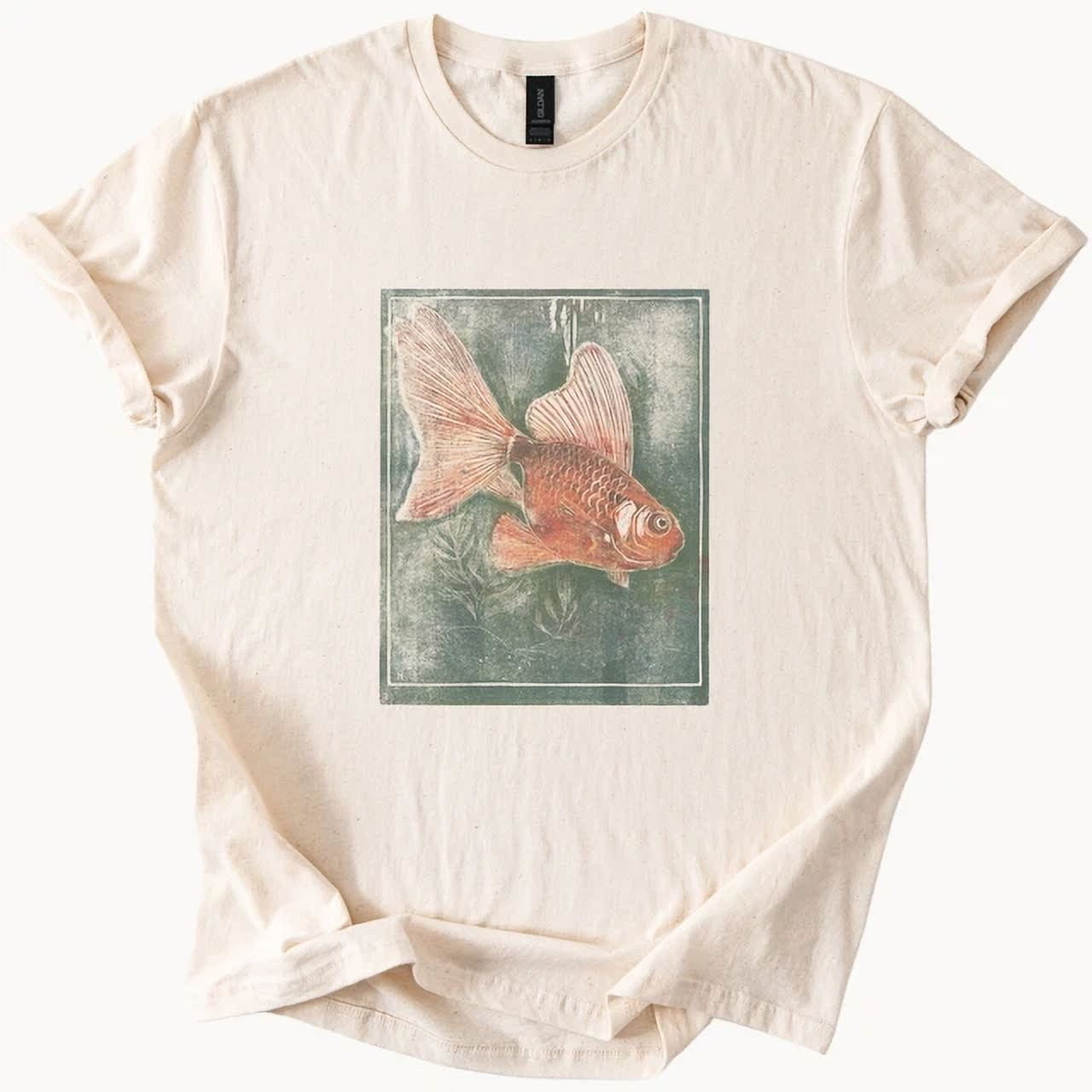 Hot Trending Goldfish Tee Koi Art Shirt Fish Graphic T Shirt Design Preview Only - Walmart.com