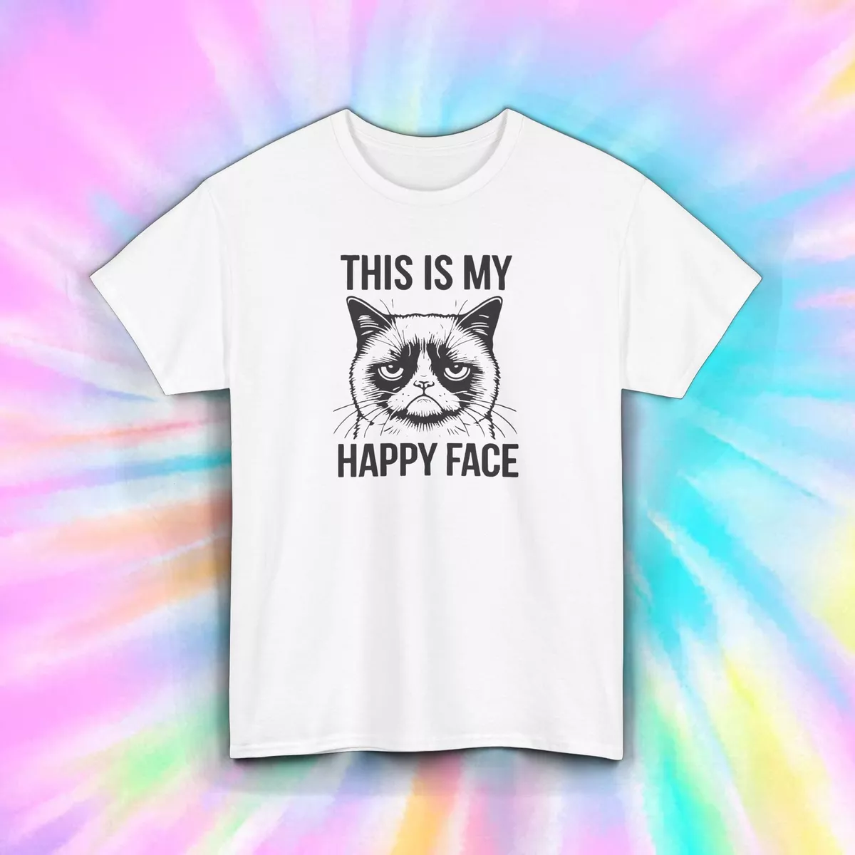 Hot Trending Grumpy Cat - This Is My Happy Face T-Shirt, Funny Cat ...