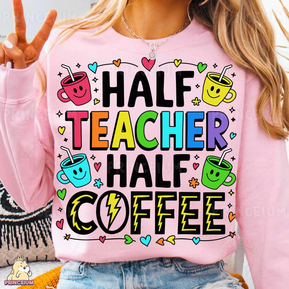 Hot Trending Half Teacher Half Coffee, Retro Teacher, Funny Teacher ...