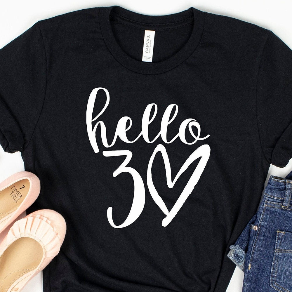 Hot Trending With Hello Thirty Shirt,Hello 30 Heart Shirt,Personalized ...