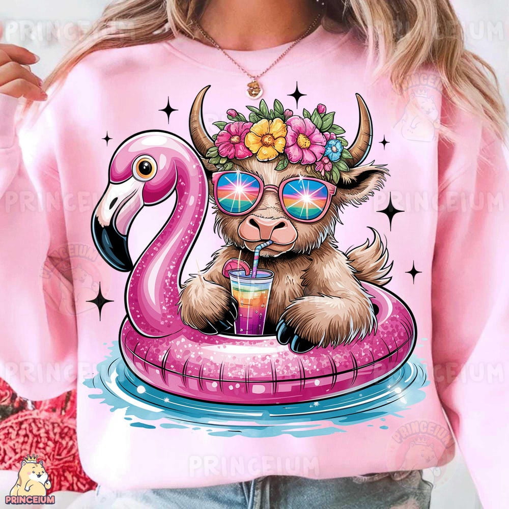 Hot Trending Highland Cow Summer, Flamingo Floatie, Tropical Beach ...