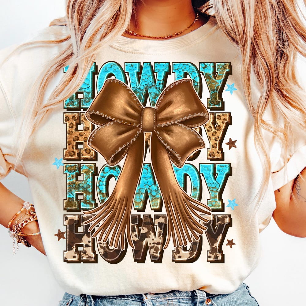 Hot Trending Howdy Coquette Bow, Western Cowgirl, Turquoise Leather ...