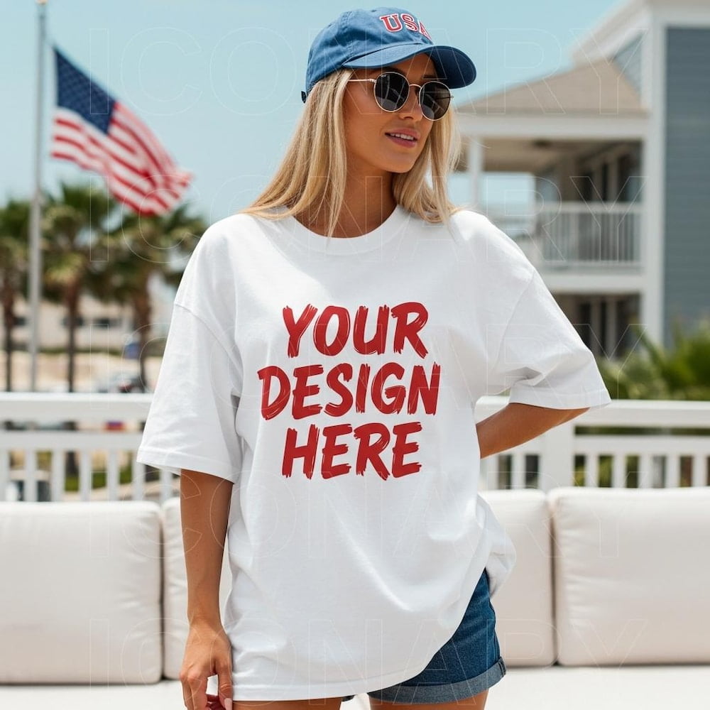 Hot Trending Independence Day Mockup C1717 White Shirt Summer Boho ...