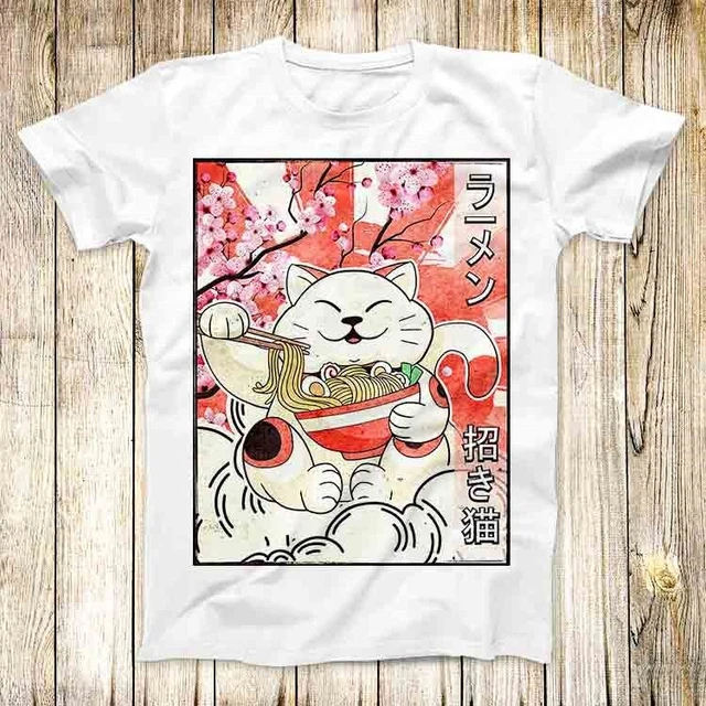 Hot Trending Japanese Noodle Maneki Neko Cat Ramen T Shirt Meme Men ...