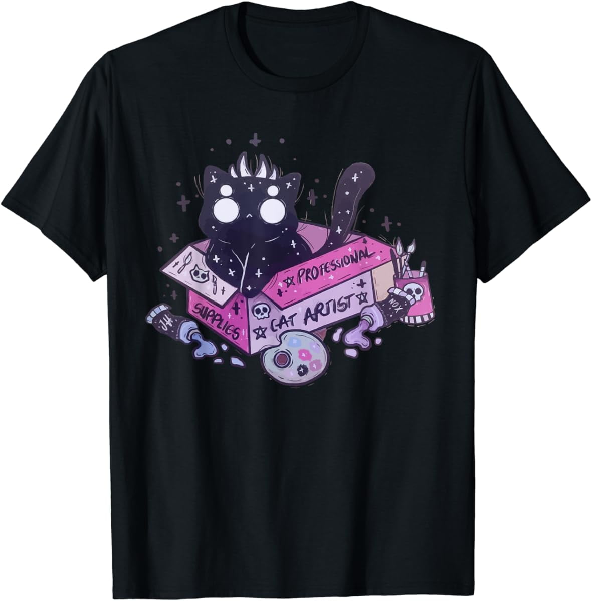 Hot Trending Kawaii Pastel Goth Art professional Cat Artist Painter T ...
