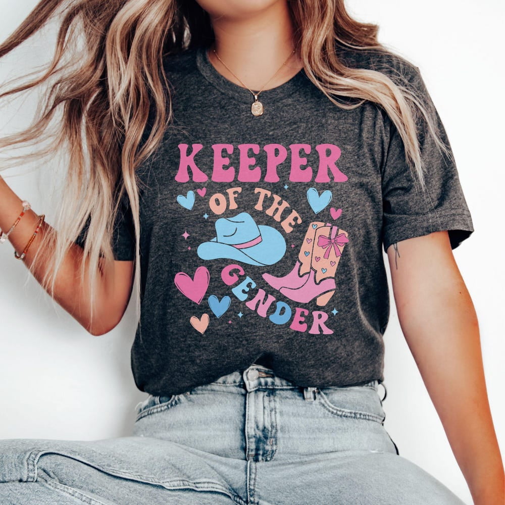 Hot Trending With Keeper Of The Gender Western Gender Reveal Shirt ...