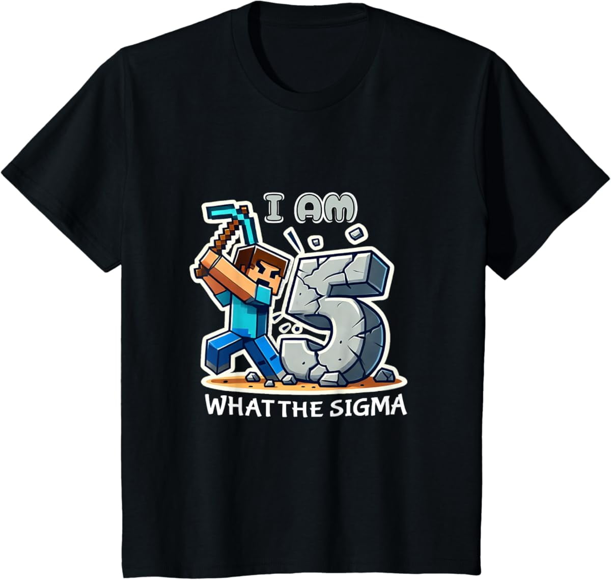 Hot Trending Kids Five Years Old Sigma Pixel Art Mining Gamer Style T ...