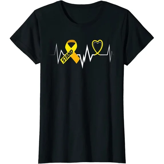 Hot Trending Kiraa Tee With Heartbeat Yellow Ribbon Stalking Awareness ...
