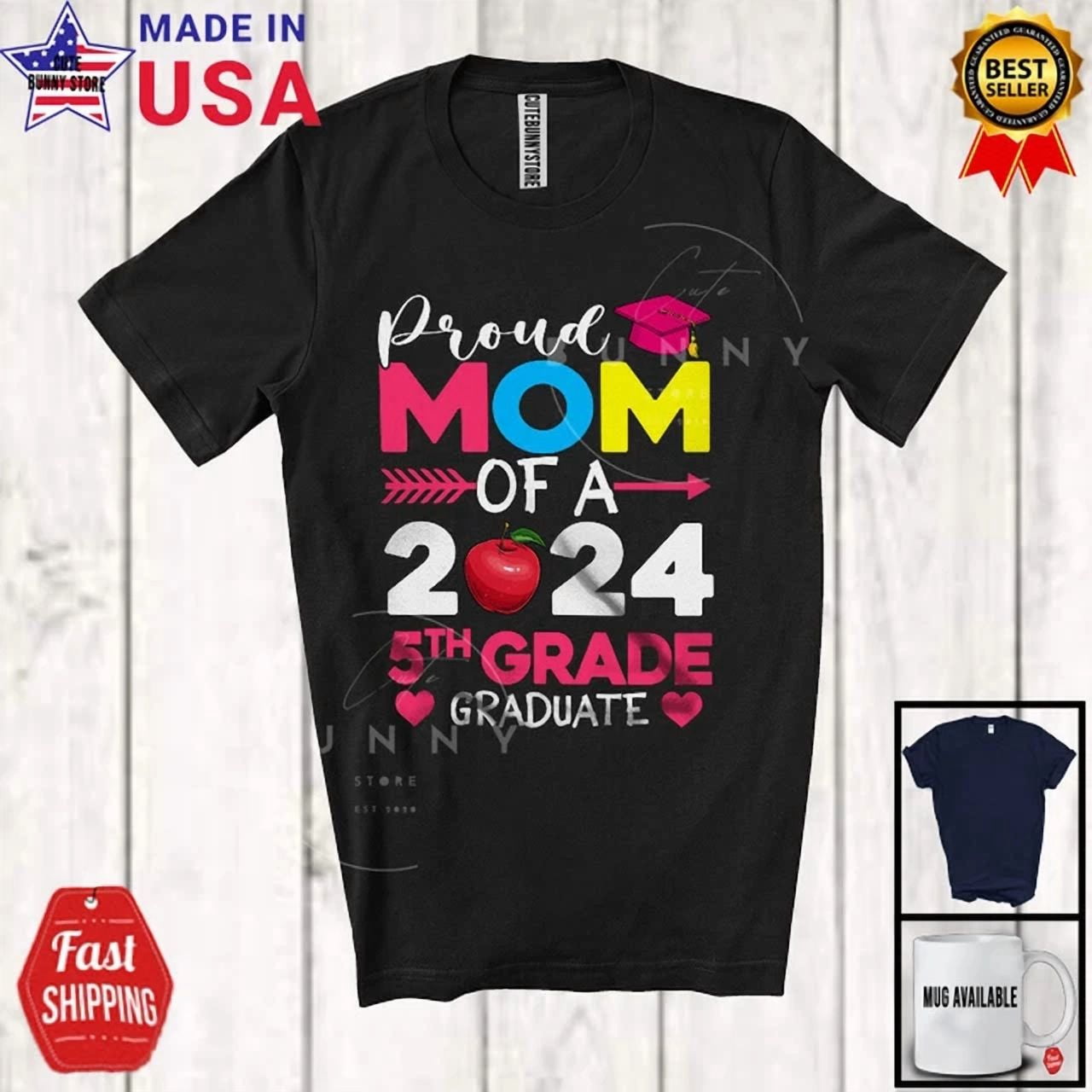 Hot Trending Kiraa Tee With Mom Proud Of A 2024 5Th Grade Graduate ...
