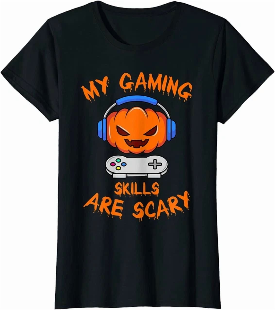 Hot Trending Kiraa Tee With My Gaming Skills Are Scary Gamer Pumpkin T ...