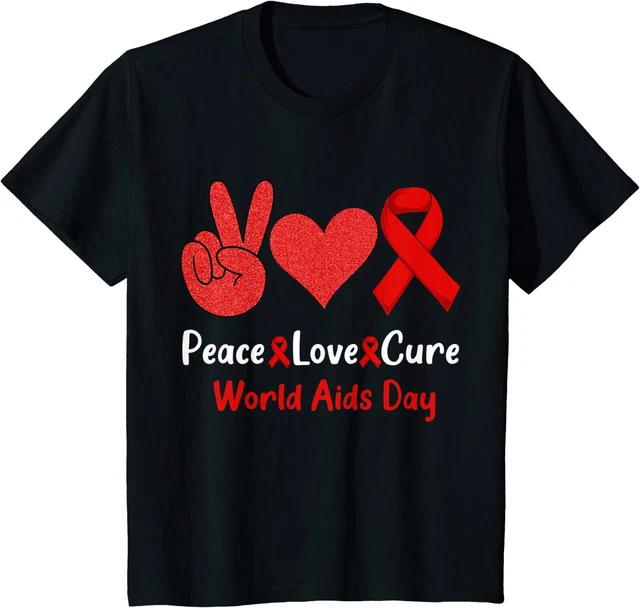Hot Trending Kiraa Tee With Peace Love Cure World Aids Day Hiv And Aids ...
